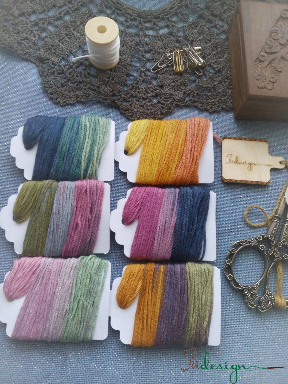 Hand Painted Matt Cotton Floss TEA TREE Hand Dyed Thread for Embroidery ...
