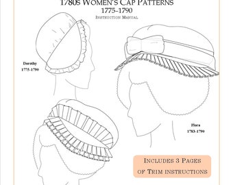E-PATTERN bess Cap 1770s G105C 18th Century Millinery Simple Cap ...