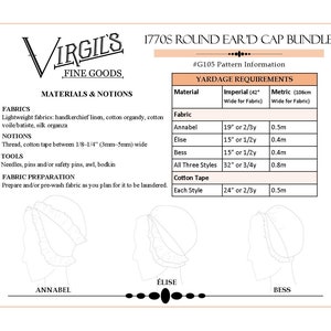 1770s Round Ear'd Caps Bundle | G105 | E-pattern | 18th Century ...