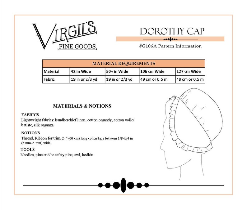 E-PATTERN "dorothy" Cap 1780s | G106A | 18th Century Millinery | Simple ...
