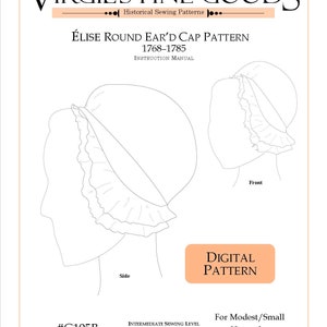 E-PATTERN "Élise" 1770s Cap | G105B | 18th Century | Fancy Cap Pattern ...