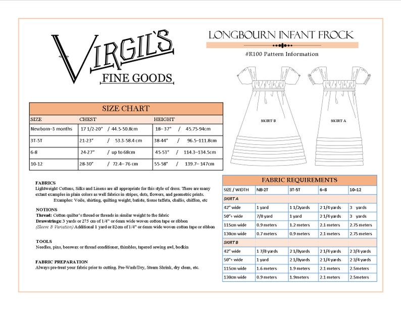 Longbourn Frock #R100 | Small Sizes Pack | E-PATTERN Download ...