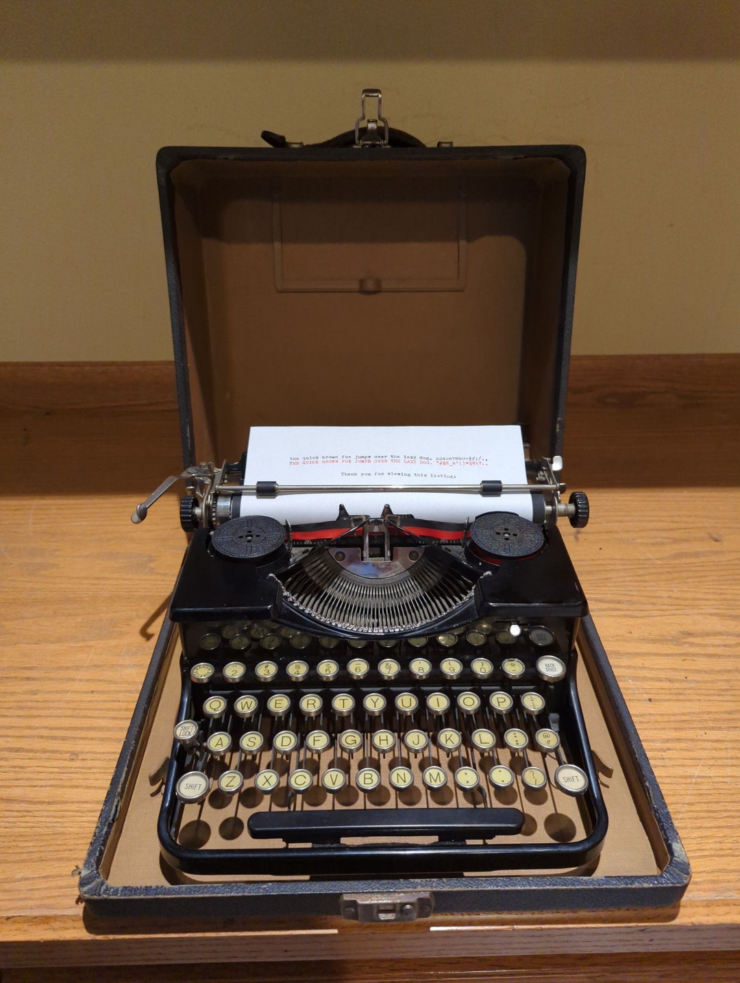 1933 Glossy Piano Black Royal Model O Portable Manual Typewriter With ...