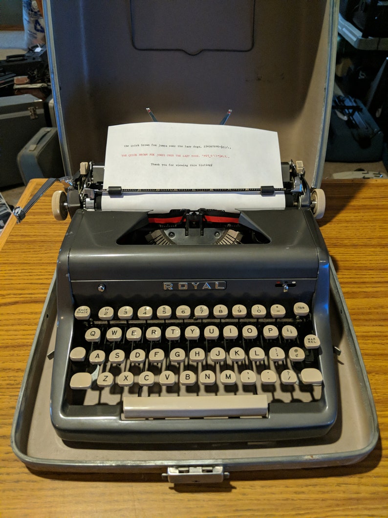 1956 Charcoal Gray Royal Quiet Deluxe Portable Typewriter With | Etsy