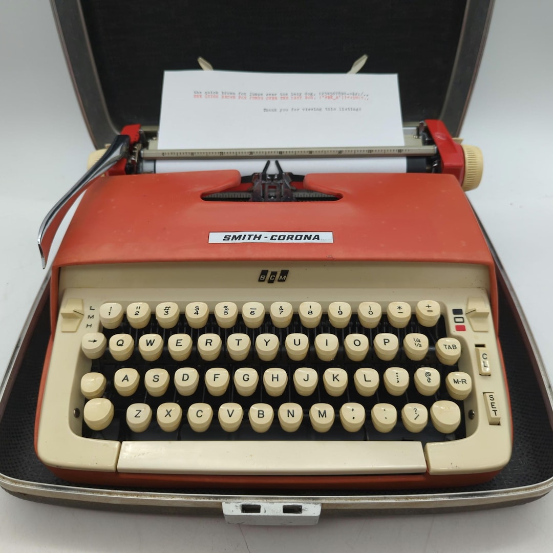 1960 Hunter Red Smith Corona Galaxie Manual Portable Typewriter With ...