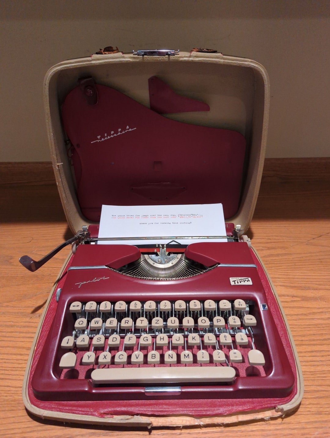 1955 Red Gossen Tippa Pilot Ultra Portable Manual Typewriter With ...