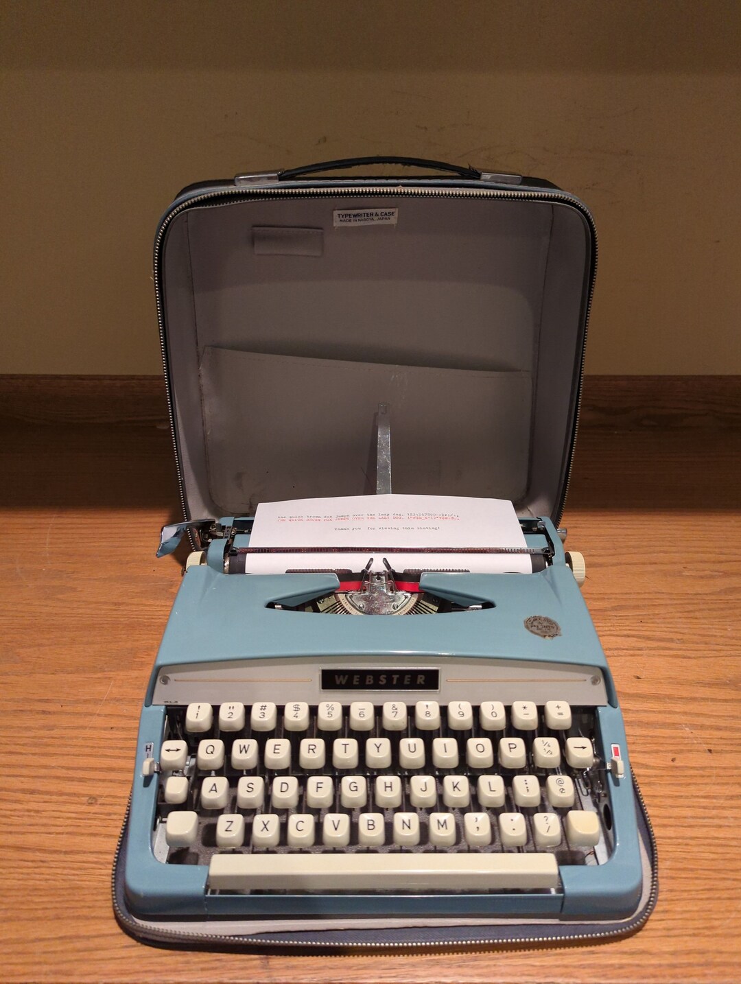 1966 Light Teal Webster Portable Manual Typewriter With Carrying Case ...
