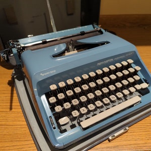 Cursive 1960's Blue Remington Personal-riter Portable Typewriter With ...