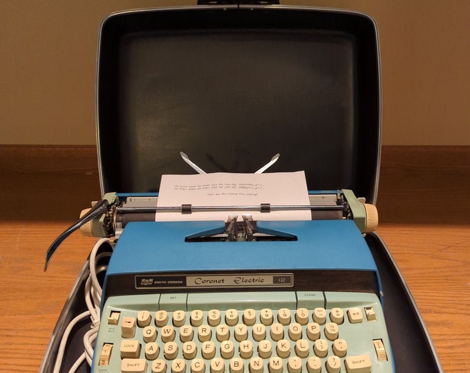 Cursive! 1960's Blue Smith Corona Coronet Automatic 12 Portable ...