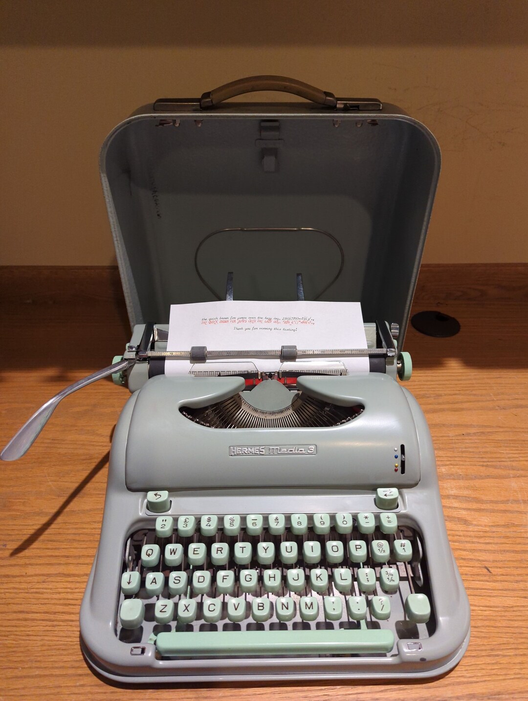 Cursive 1965 Curvy Hermes Media 3 Portable Manual Typewriter Script ...