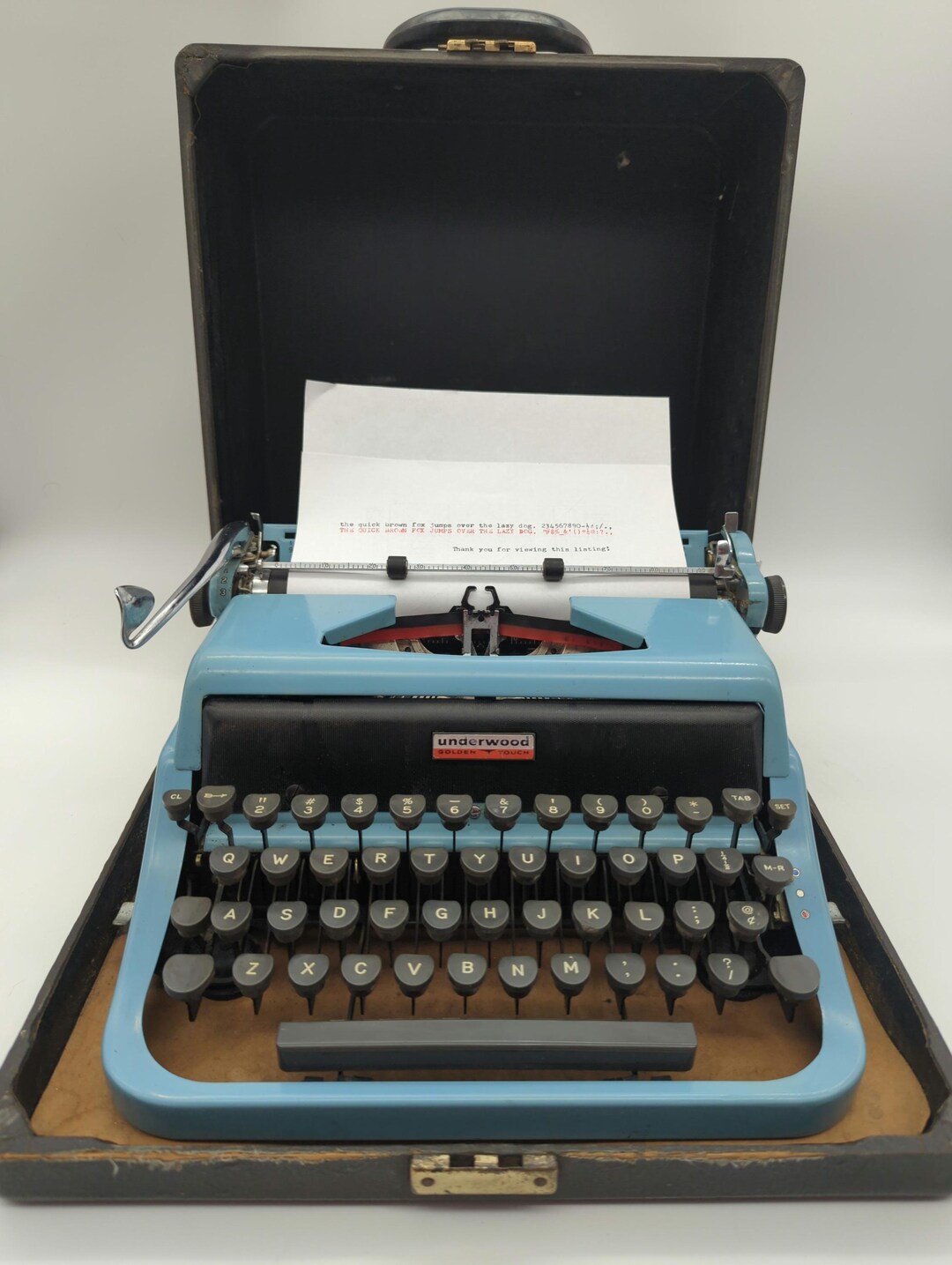 Baby Blue 1956 Underwood Universal Quiet Tab Portable Manual Typewriter ...