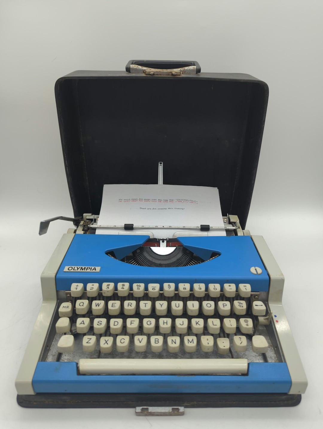 Cursive! 1969 Bright Blue Olympia Traveller Portable Manual Typewriter ...