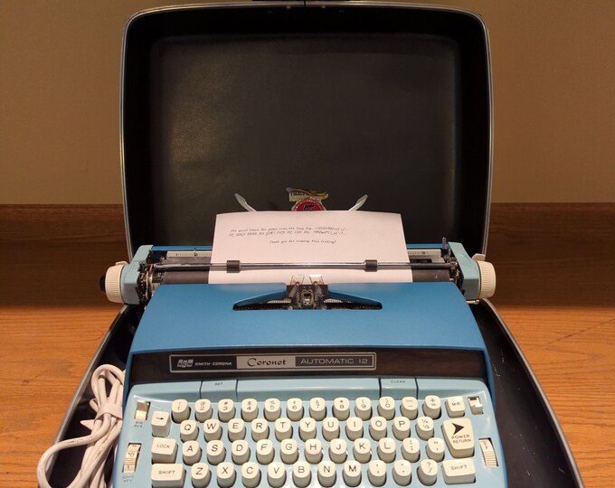 Cursive! 1960's Blue Smith Corona Coronet Automatic 12 Portable ...
