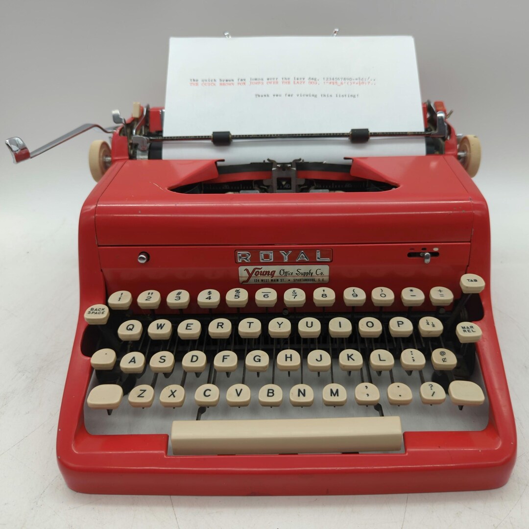 1957 Cherry Red Royal Quiet Deluxe Portable Manual Typewriter With ...