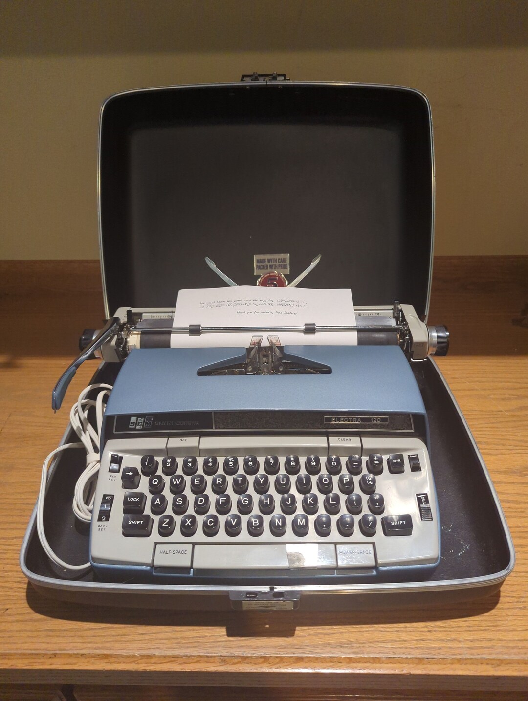 Cursive 1960's Blue Smith Corona Electra 120 Portable Electric ...
