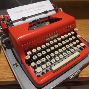 1957 Cherry Red Royal Quiet Deluxe Portable Manual Typewriter With ...