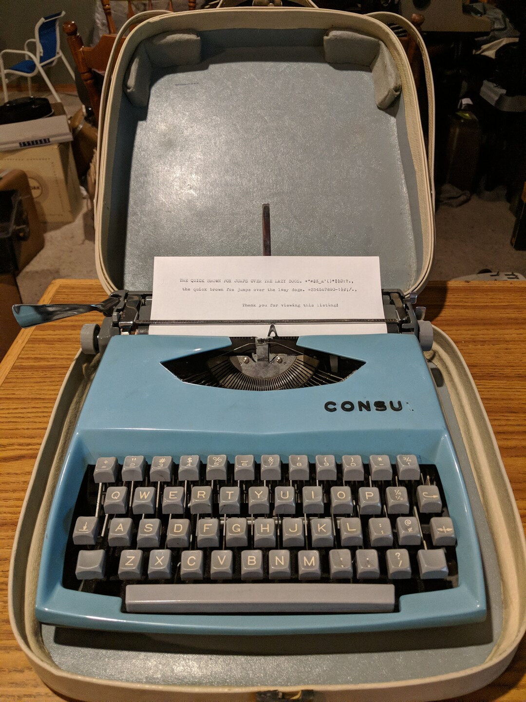 1969 Light Teal and Gray Consul 231.2 Portable Manual Typewriter With ...