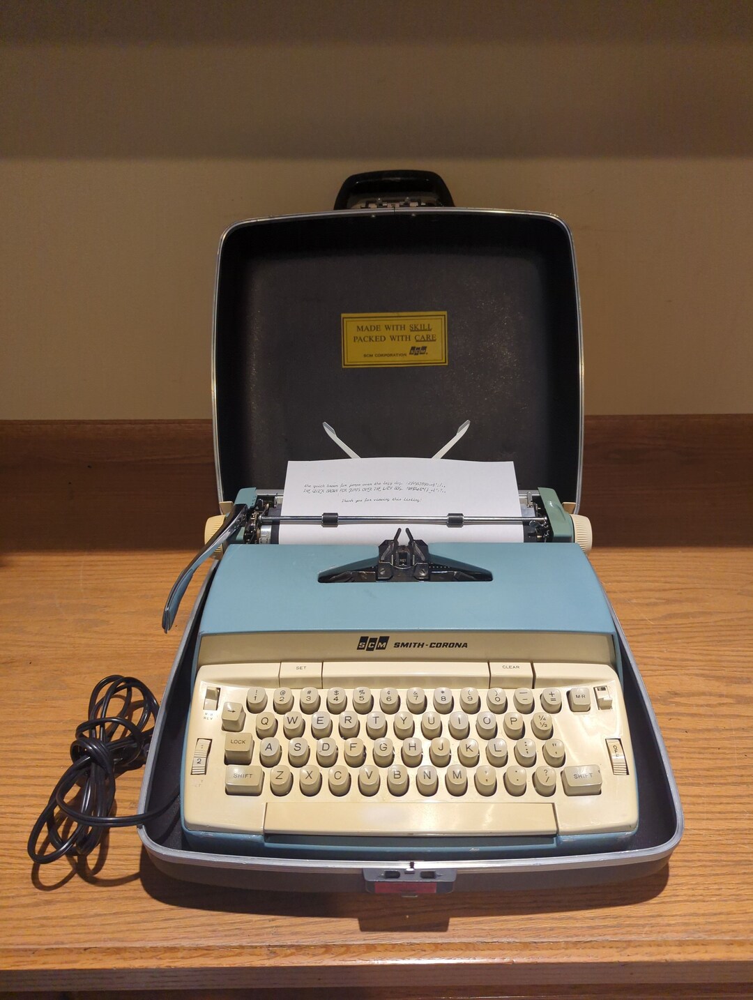 Cursive 1960's Blue Smith Corona Coronet Portable Electric Typewriter ...