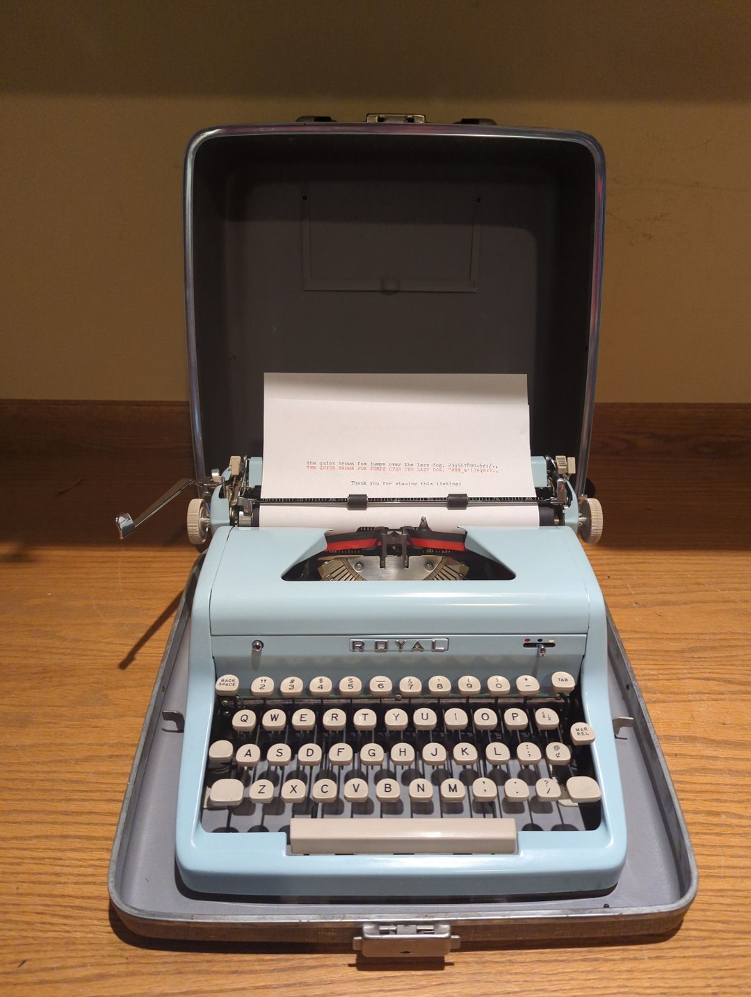 1955 Robin Egg Blue Royal Quiet Deluxe Portable Manual Typewriter With ...