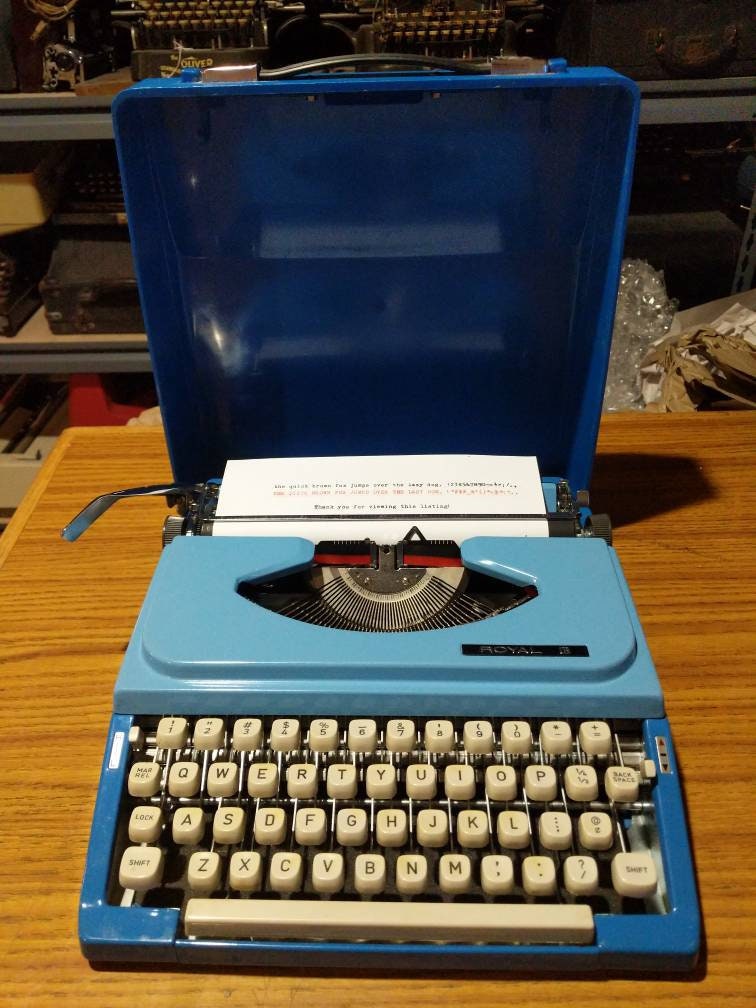 Collectibles Vintage Portable Blue Typewriter 1970's Royal Century with ...