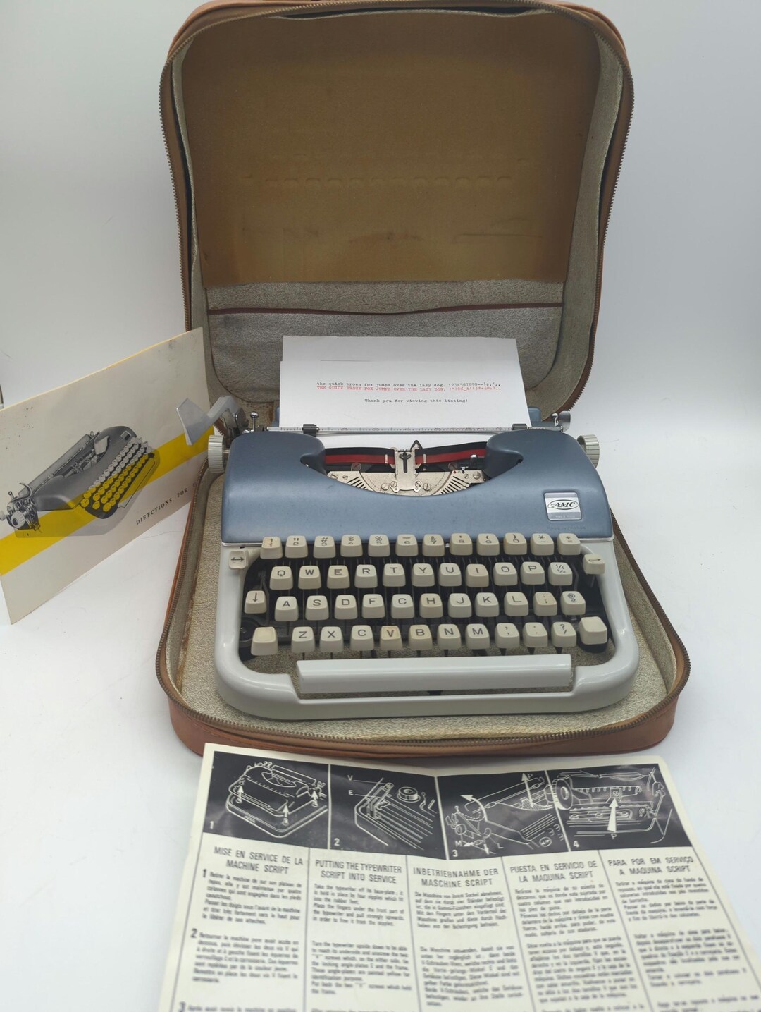 1960's AMC Personelle Portable Typewriter With Case & Manual - Etsy