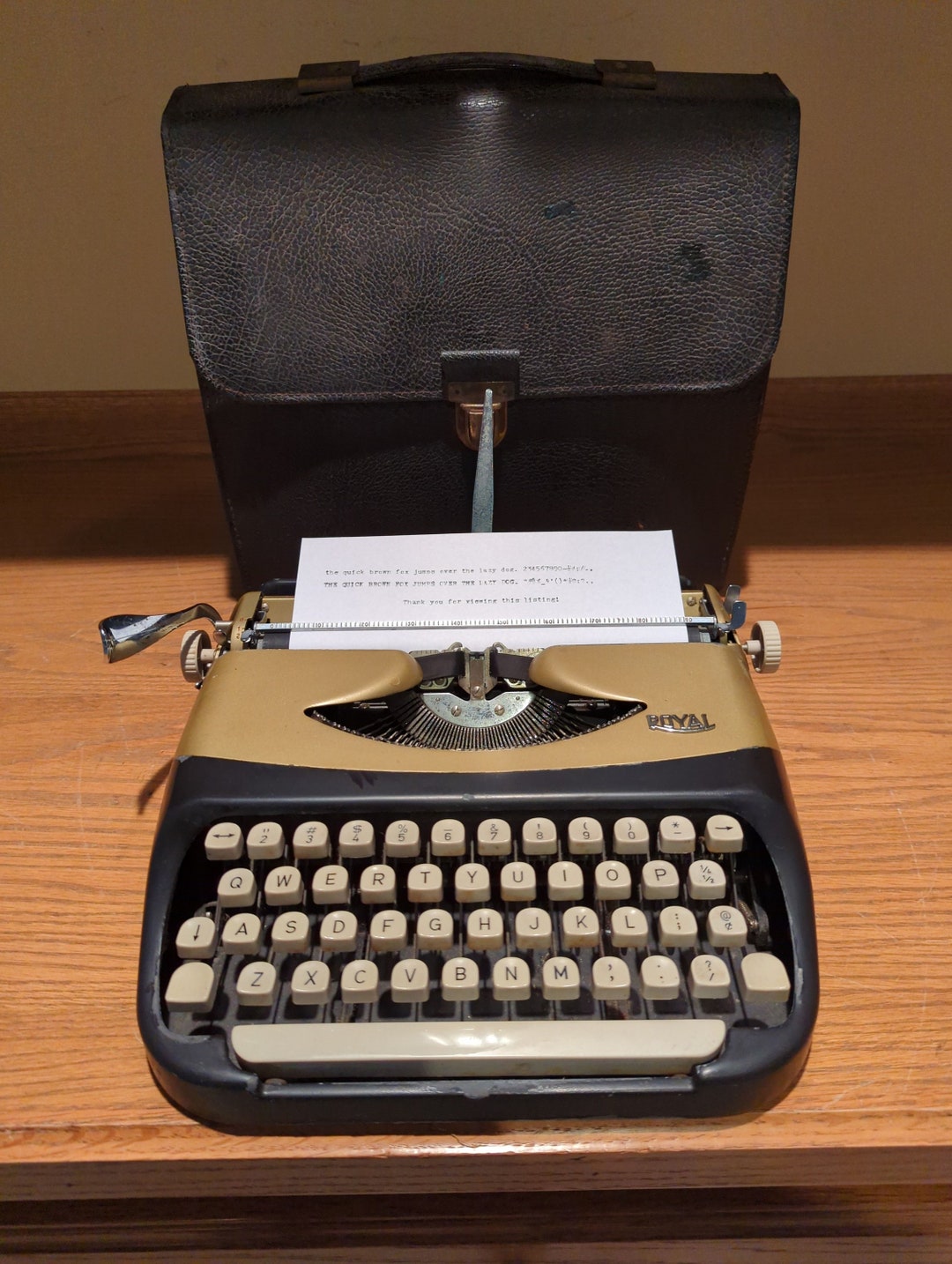 1961 Gold and Black Royal Eldorado Ultra Portable Typewriter With ...