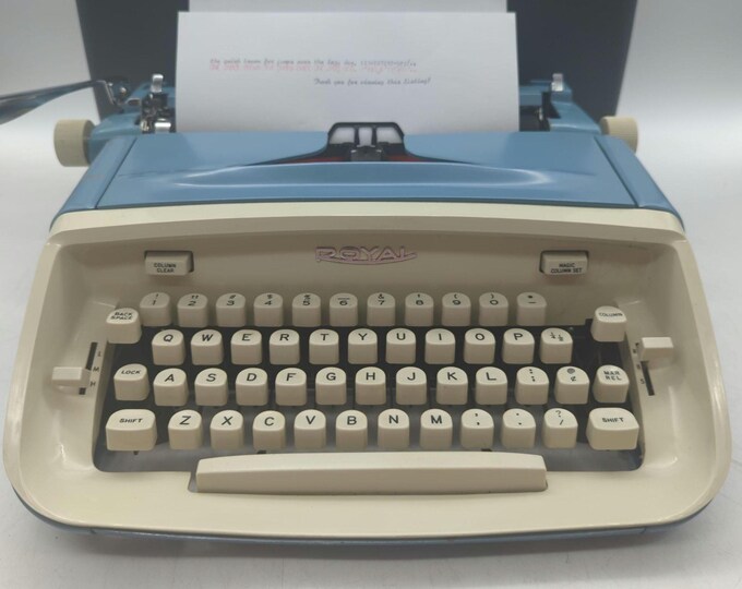 Cursive! 1967 Baby Blue Royal Aristocrat Portable Typewriter With ...