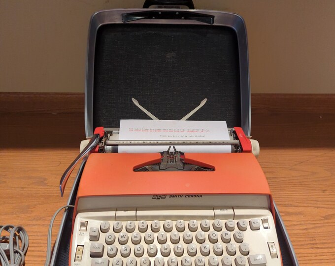 1960 Hunter Red Smith Corona Electric Portable Electric Typewriter With ...