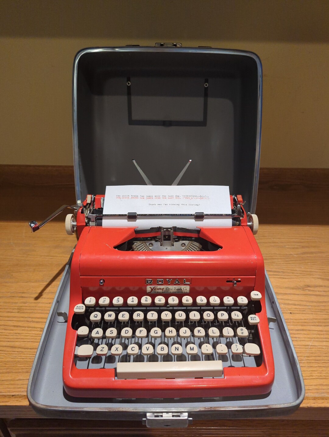 1957 Cherry Red Royal Quiet Deluxe Portable Manual Typewriter With ...
