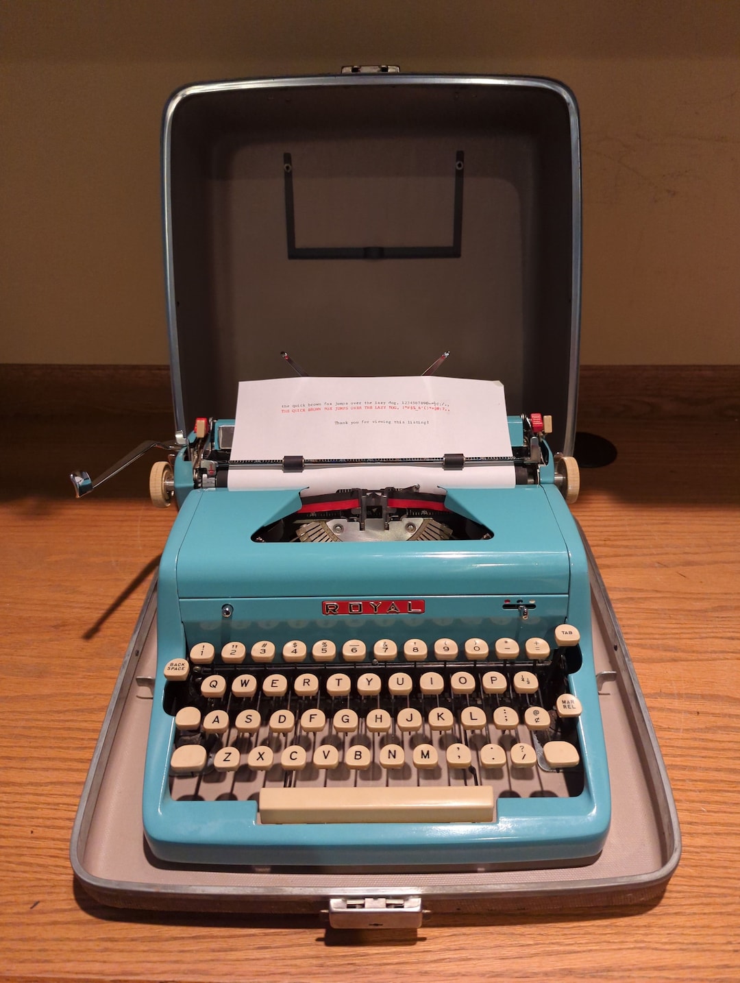 1956 Beautiful Teal Royal Quiet Deluxe Portable Typewriter With ...