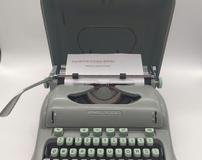 Cursive! 1965 Curvy Hermes 3000 Portable Manual Typewriter With ...