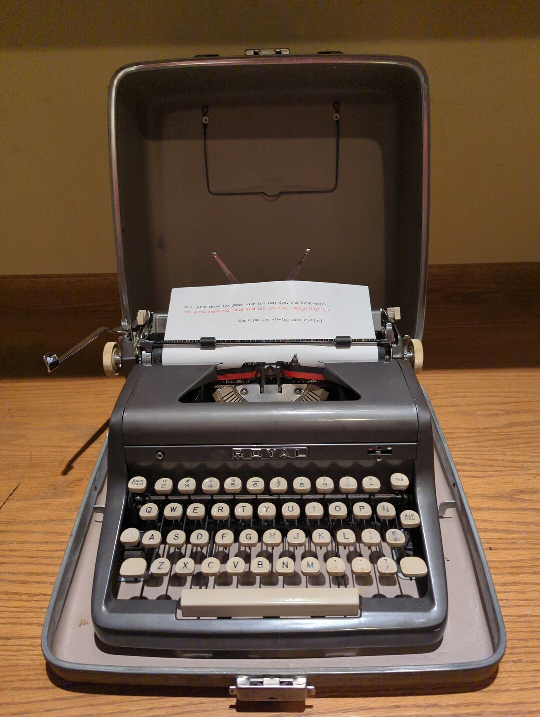 1955 Charcoal Gray Royal Quiet Deluxe Portable Typewriter With Case - Etsy