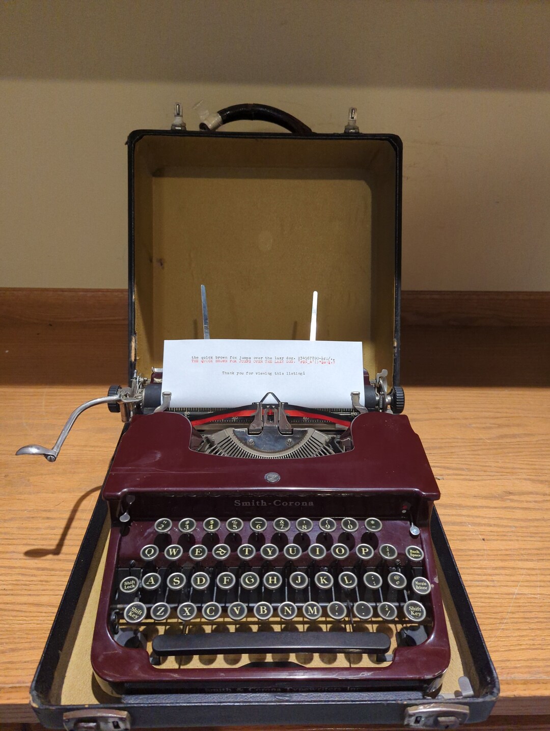 1932 Burgundy Red Smith Corona Flat Top Medallion Portable Manual ...