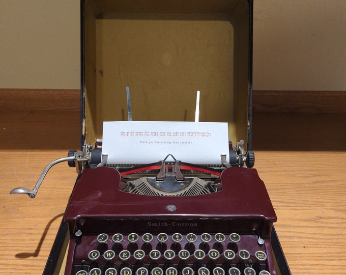 1932 Burgundy Red Smith Corona Flat Top Medallion Portable Manual ...