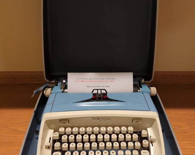 1968 Script! (cursive) Baby Blue Royal Aristocrat Portable Typewriter ...
