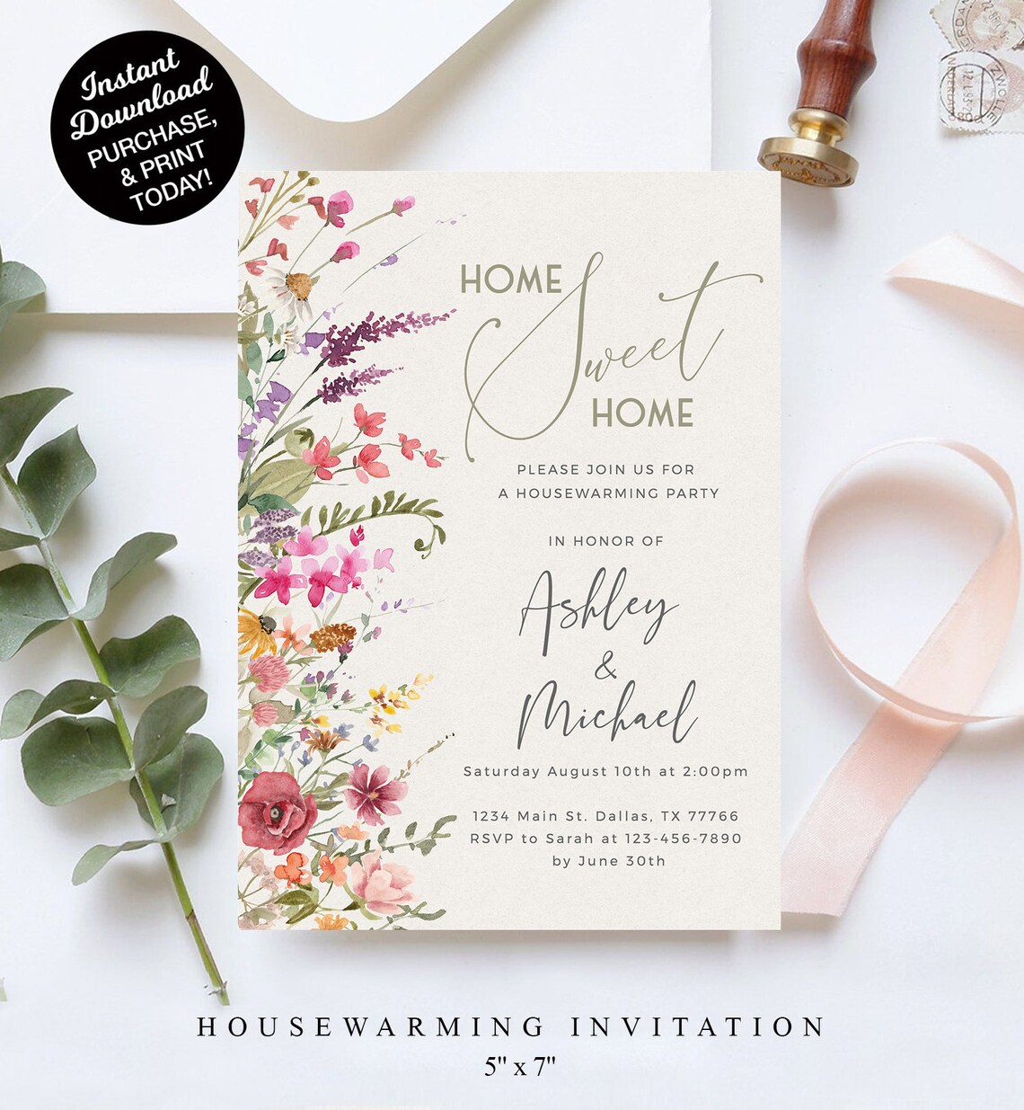 EDITABLE Housewarming Party Invitation - Rustic Housewarming Party ...