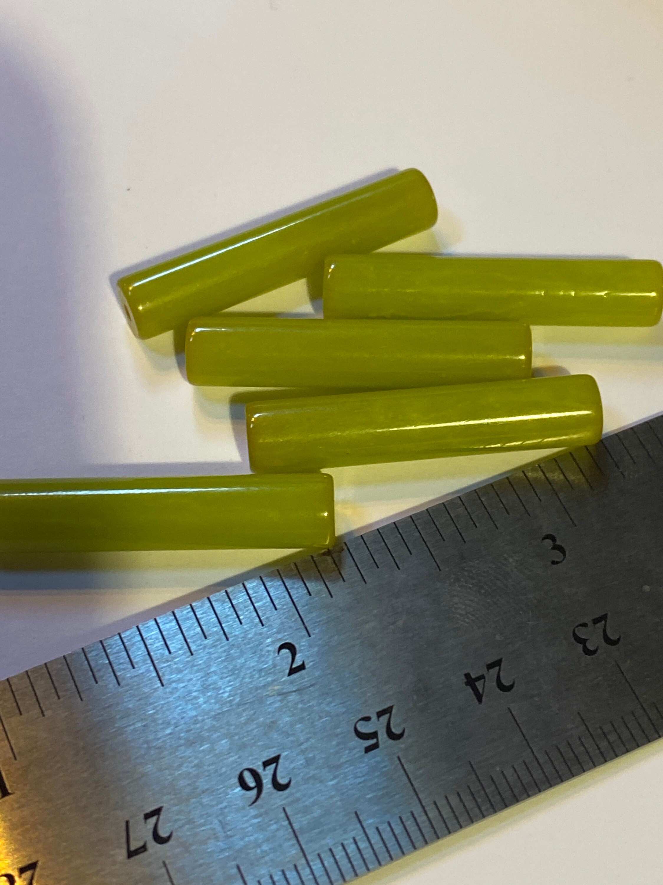 One Marbled Translucent Lime Green Tube Bead 1 1/4inch | Etsy