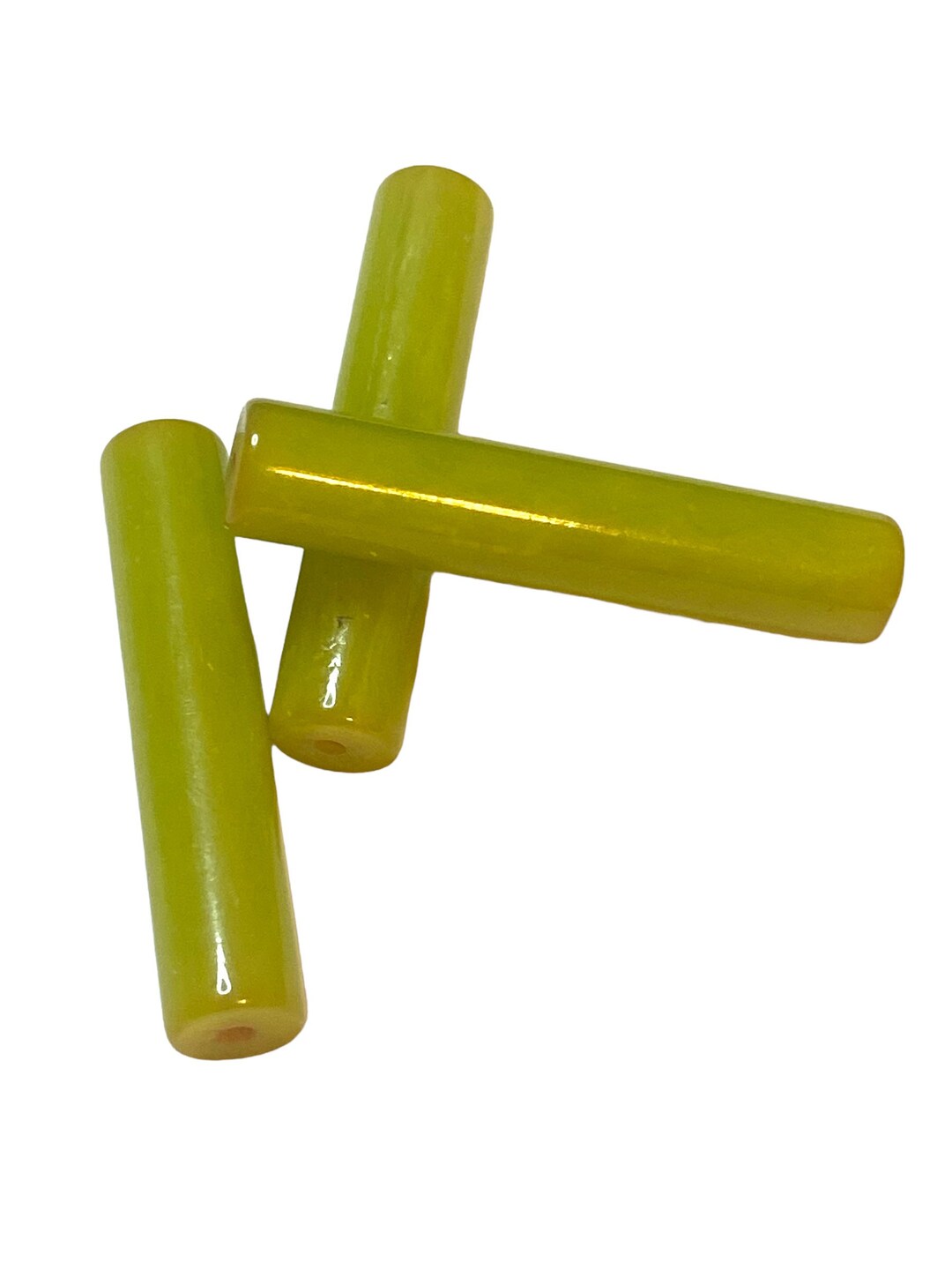 One Marbled Translucent Lime Green Tube Bead 1 1/4inch - Etsy
