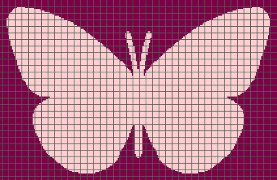 Butterfly Graphghan Pattern With Graph and Written Row-By-Row | Etsy