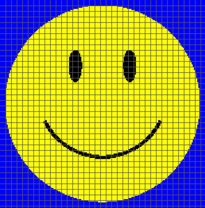 Smiley Face Graphghan Pattern with Graph and Written | Etsy