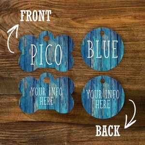 Blue Distressed Wood Dog Tag Double Sided - Customized Dog Tag - Custom ...