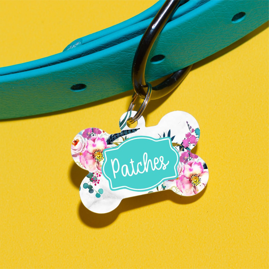 Bright Feather Floral Dog Tag Double Sided - Customized Dog Tag Custom ...