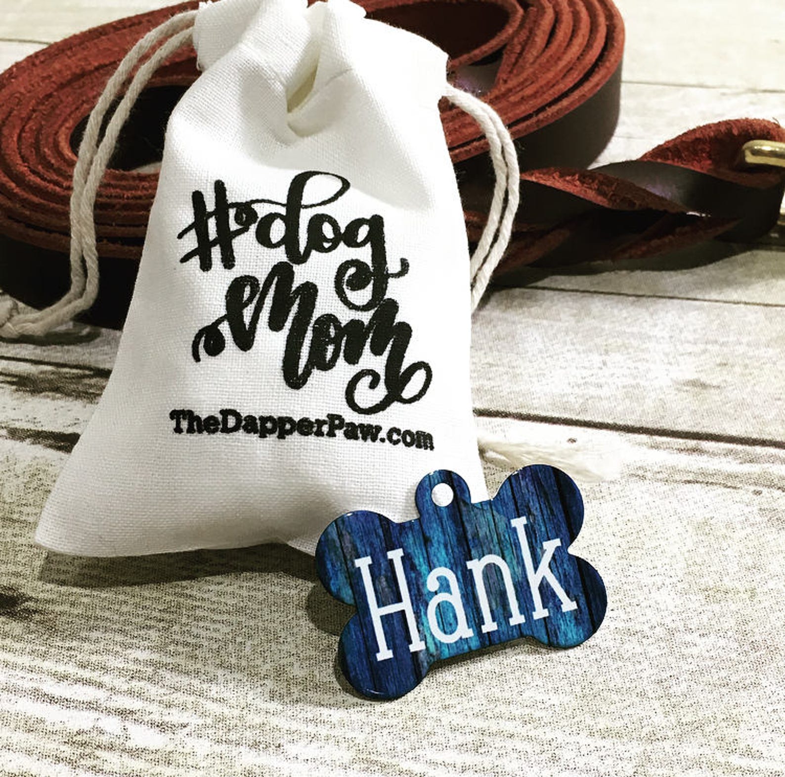 Blue Distressed Wood Dog Tag Double Sided Customized Dog Tag - Etsy