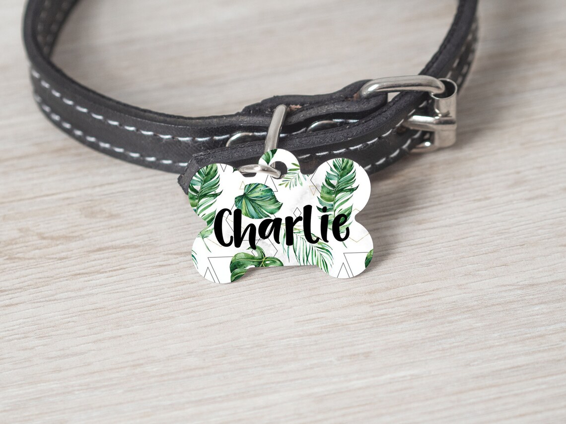 Hipster Palm Dog Tag Double Sided - Cactus - Spring Customized Dog ID ...