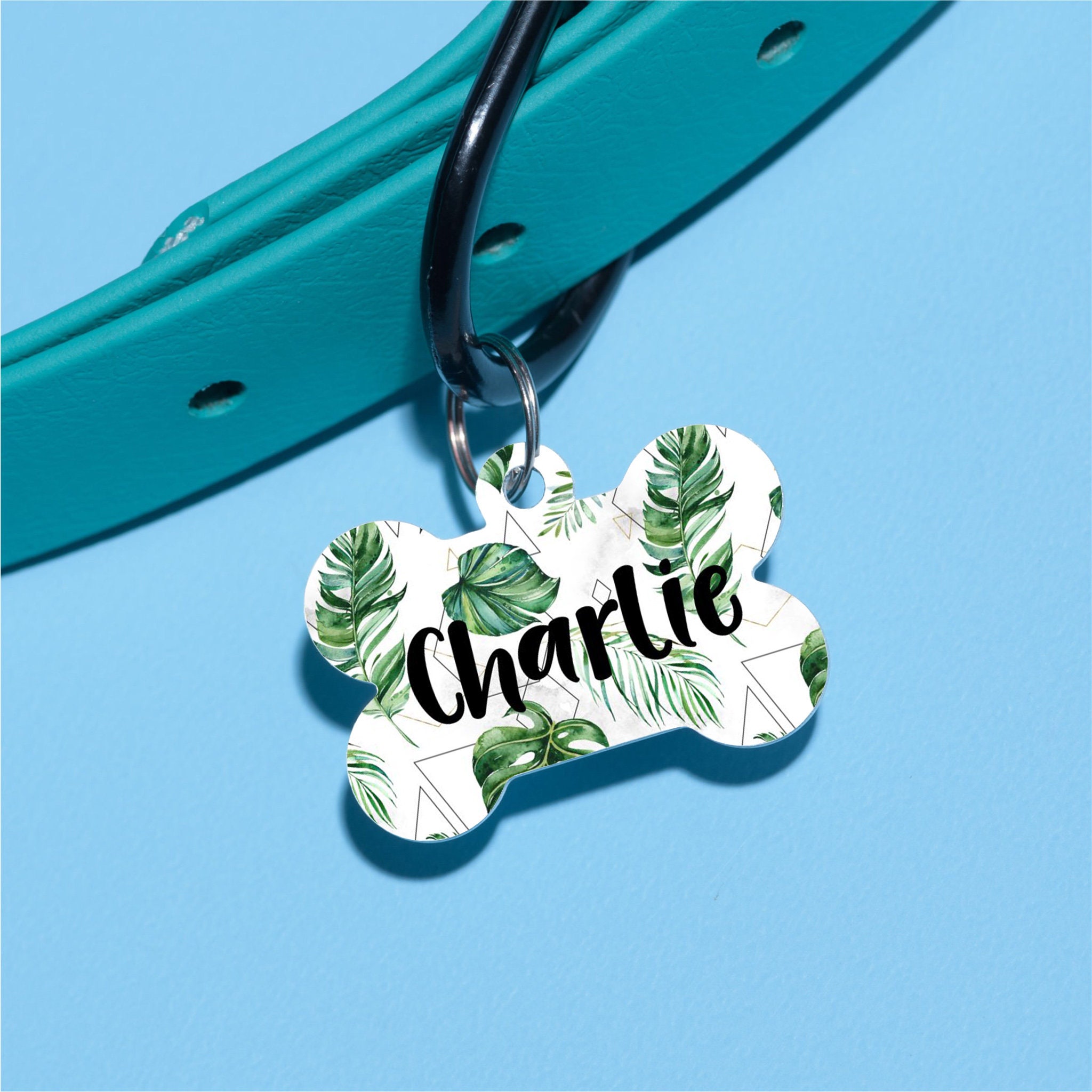 Hipster Palm Dog Tag Double Sided - Cactus - Spring Customized Dog ID ...