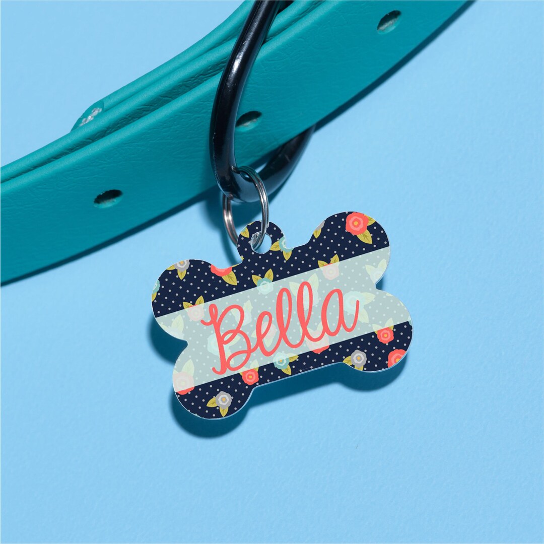 Coral Floral Dog Tag Double Sided -customized Dog Tag -custom Dog Tag ...