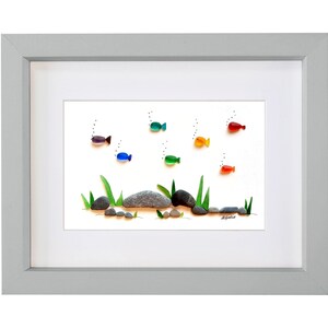 Sea Glass Art - Rainbow Fish - Seaglass & Pebble Picture - Framed ...