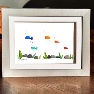 Sea Glass Art - Rainbow Fish - Seaglass & Pebble Picture - Framed ...