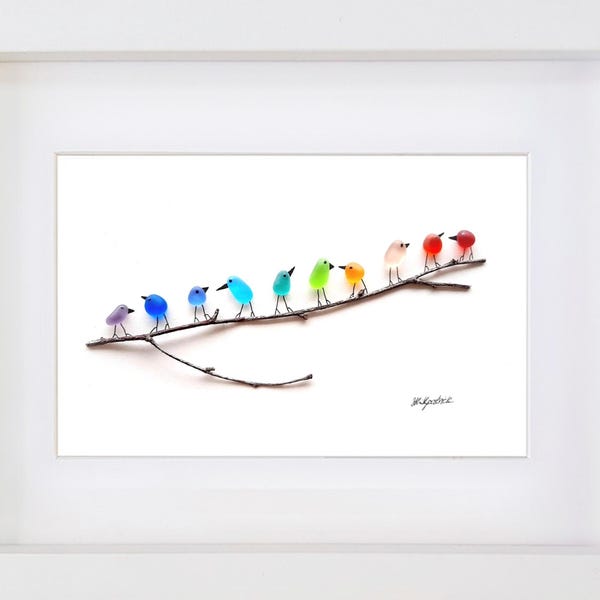 Sea Glass Rainbow Birds - Etsy