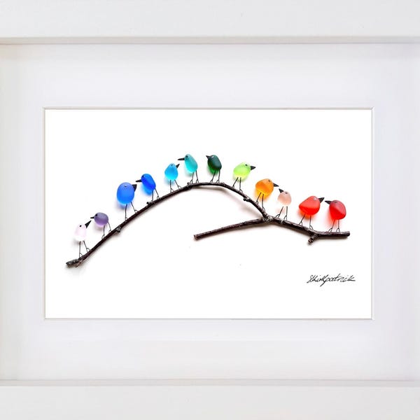 Sea Glass Rainbow Birds - Etsy